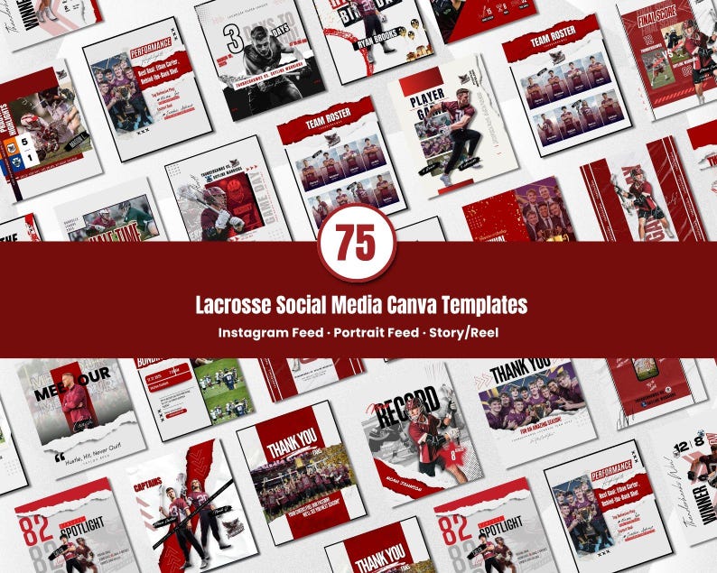 Lacrosse Social Media Template Bundle Editable in Canva Game Day Posts ...