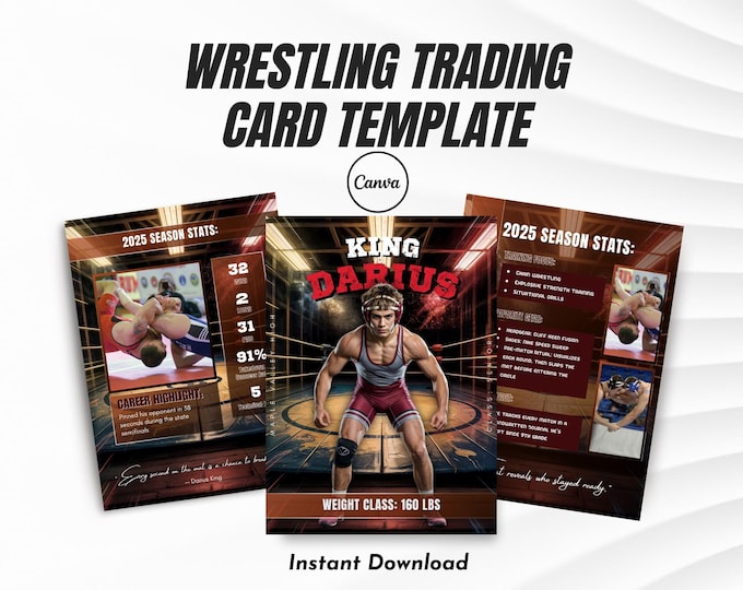 Wrestling Trading Card Canva Template, Create Your Own Customizable ...