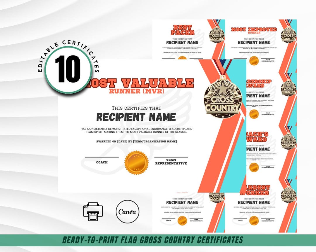 Editable Cross Country Certificates – Set of 10 | Printable Sports ...