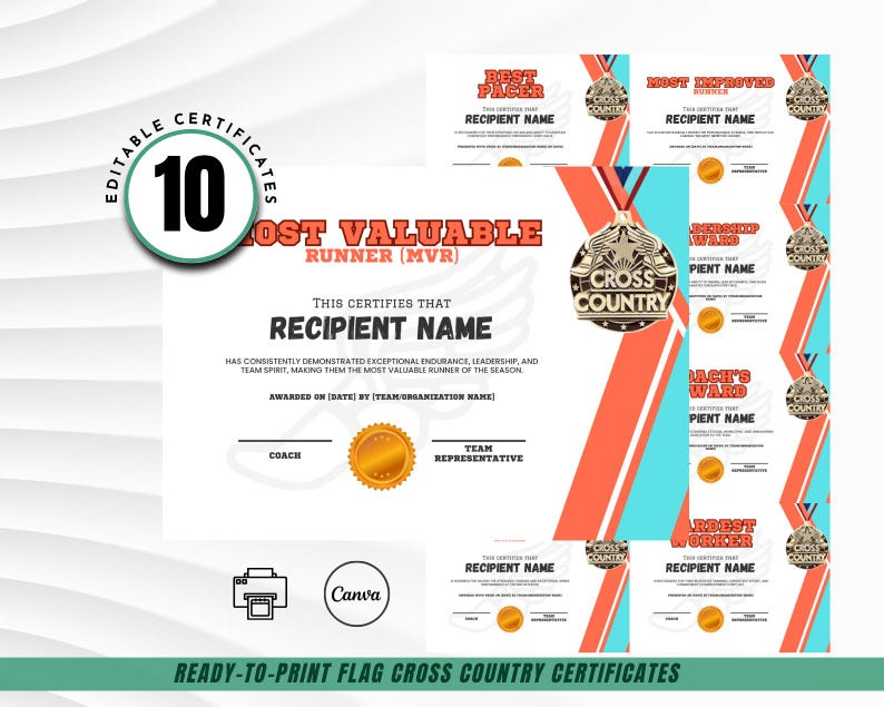 Editable Cross Country Certificates – Set of 10 | Printable Sports ...