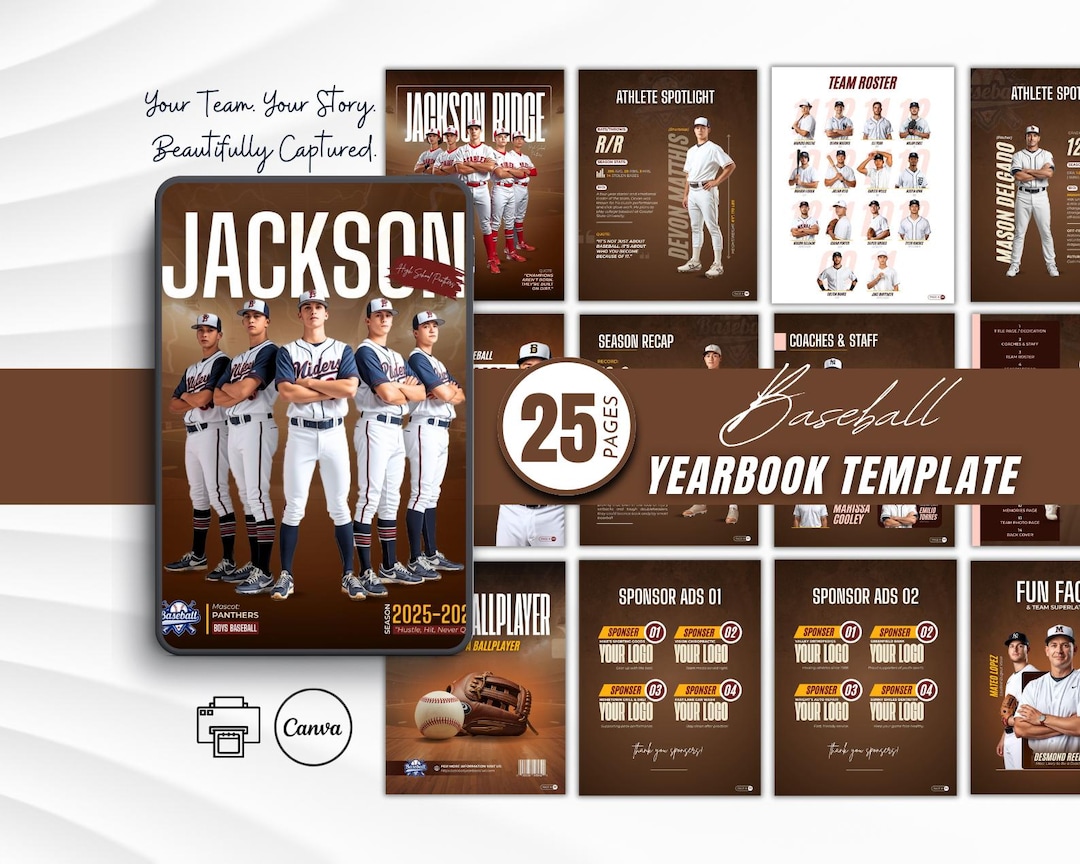 End of Season Baseball Memory Book Template | Editable in Canva for ...