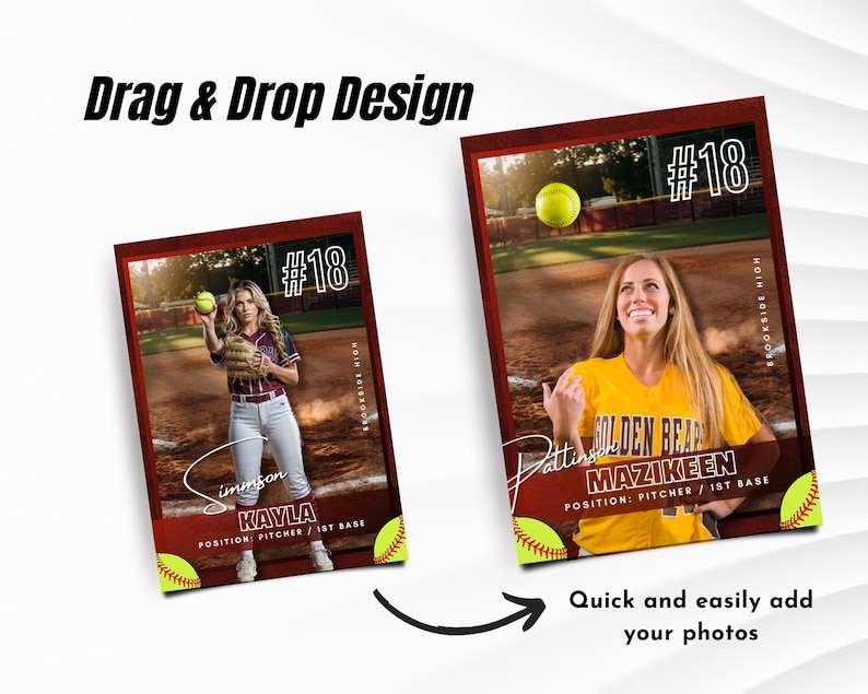 Softball Trading Card Template Canva | Editable Printable Player Card ...