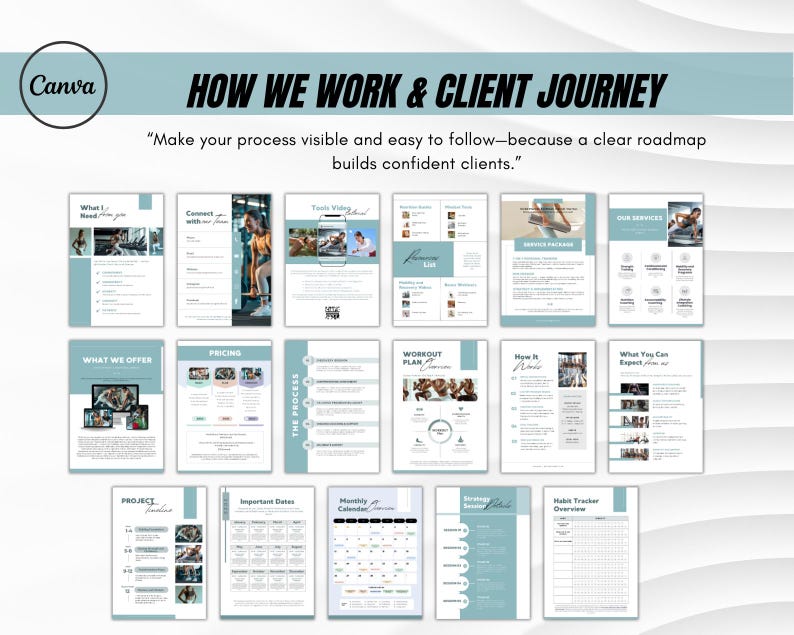 Personal Trainer Client Welcome Packet Editable in Canva 50 Page ...