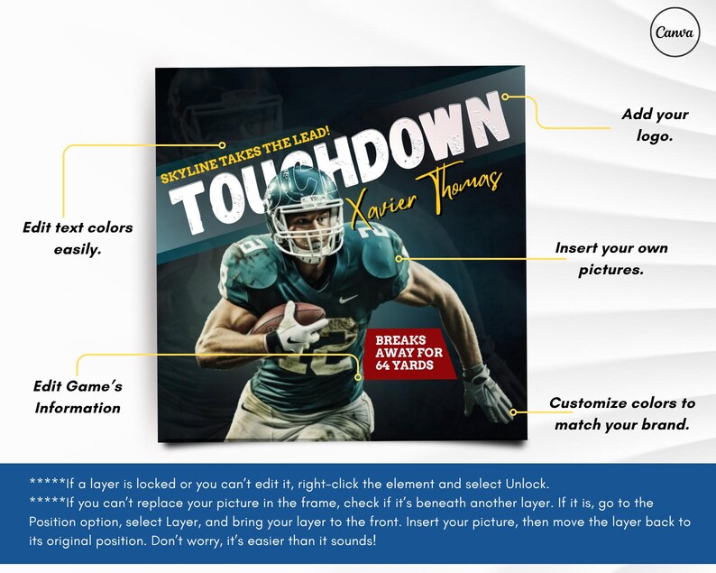 25 Boys' American Football Social Media Templates | Game Day, Player ...