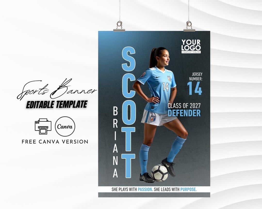 Soccer Sports Banner Editable in Canva Printable Team Banner Custom ...