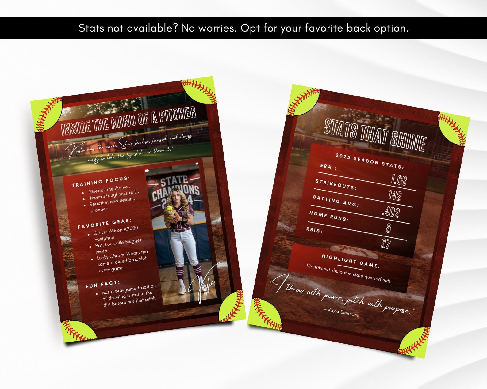 Softball Trading Card Template Canva | Editable Printable Player Card ...