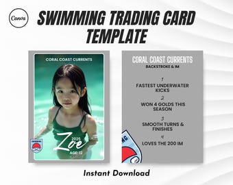 Swimming Trading Card Template | Trading Card Template | Canva Template ...
