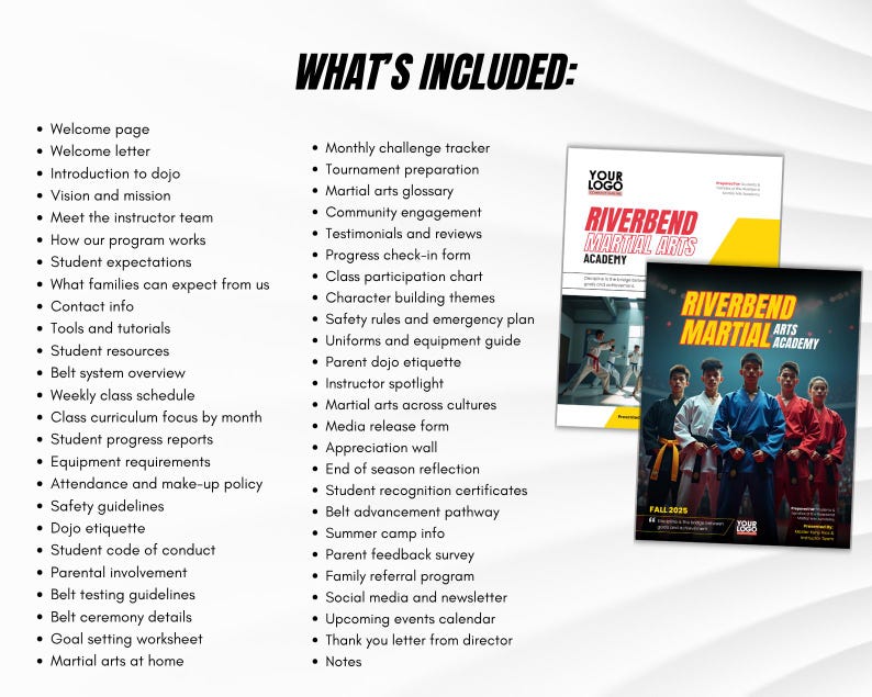 Martial Arts Welcome Packet Editable in Canva 50 Page Guide Template ...