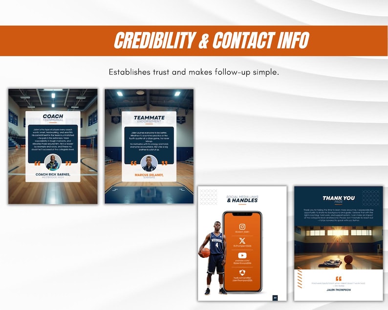 Basketball Athlete Recruitment Profile Template Editable in Canva ...