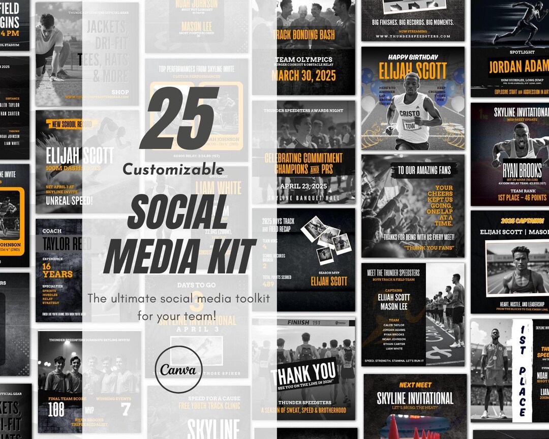 25 Boys' Track and Field Social Media Templates | Game Day, Player ...