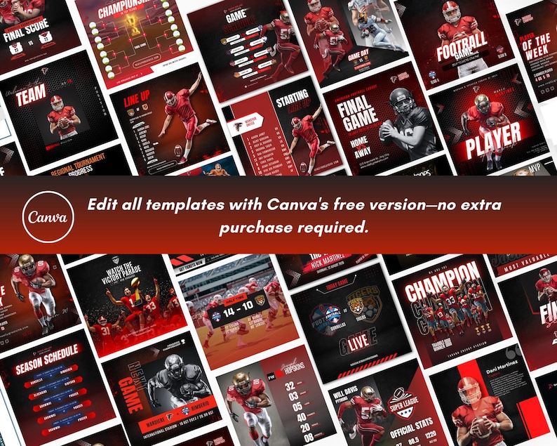 25 Football Social Media Templates | Game Day, Player Stats, Match ...