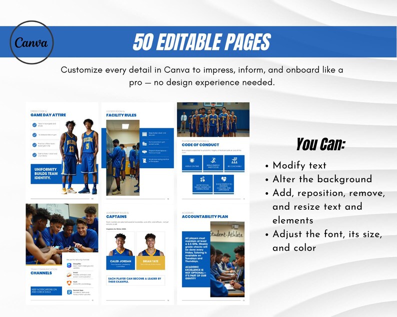 Basketball Team Welcome Packet Canva Template | 50-page Coach Handbook ...