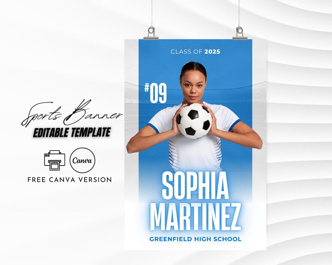 Soccer Sports Banner Editable in Canva Printable Team Banner Custom ...