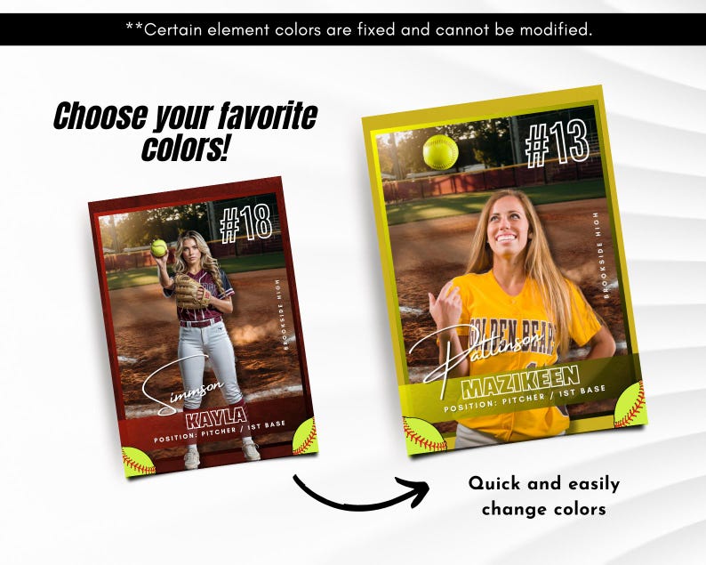 Softball Trading Card Template Canva | Editable Printable Player Card ...