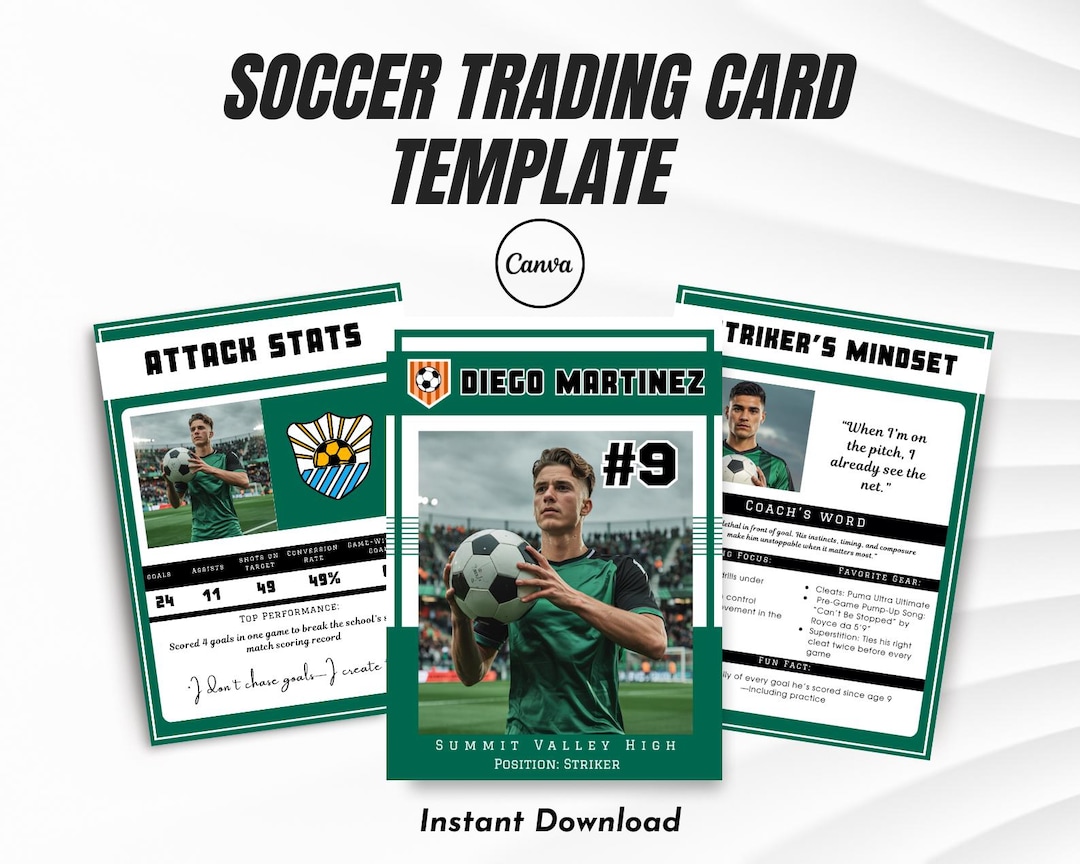 Soccer Trading Card Template | Editable Trading Card | Canva Printable ...