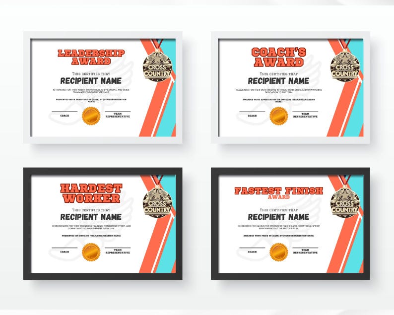 Editable Cross Country Certificates – Set of 10 | Printable Sports ...