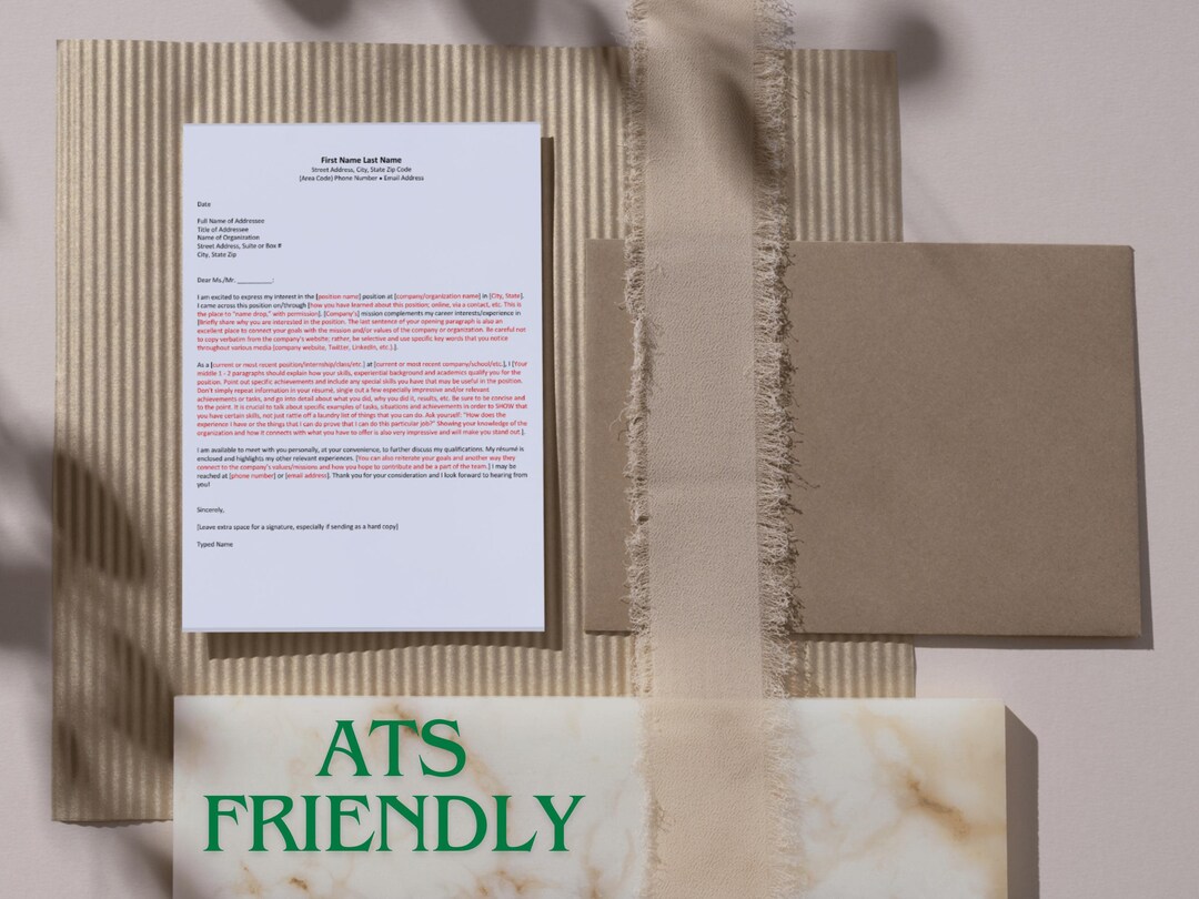 Ats-friendly Cover Letter Template: Modern Minimalist Design (digital ...