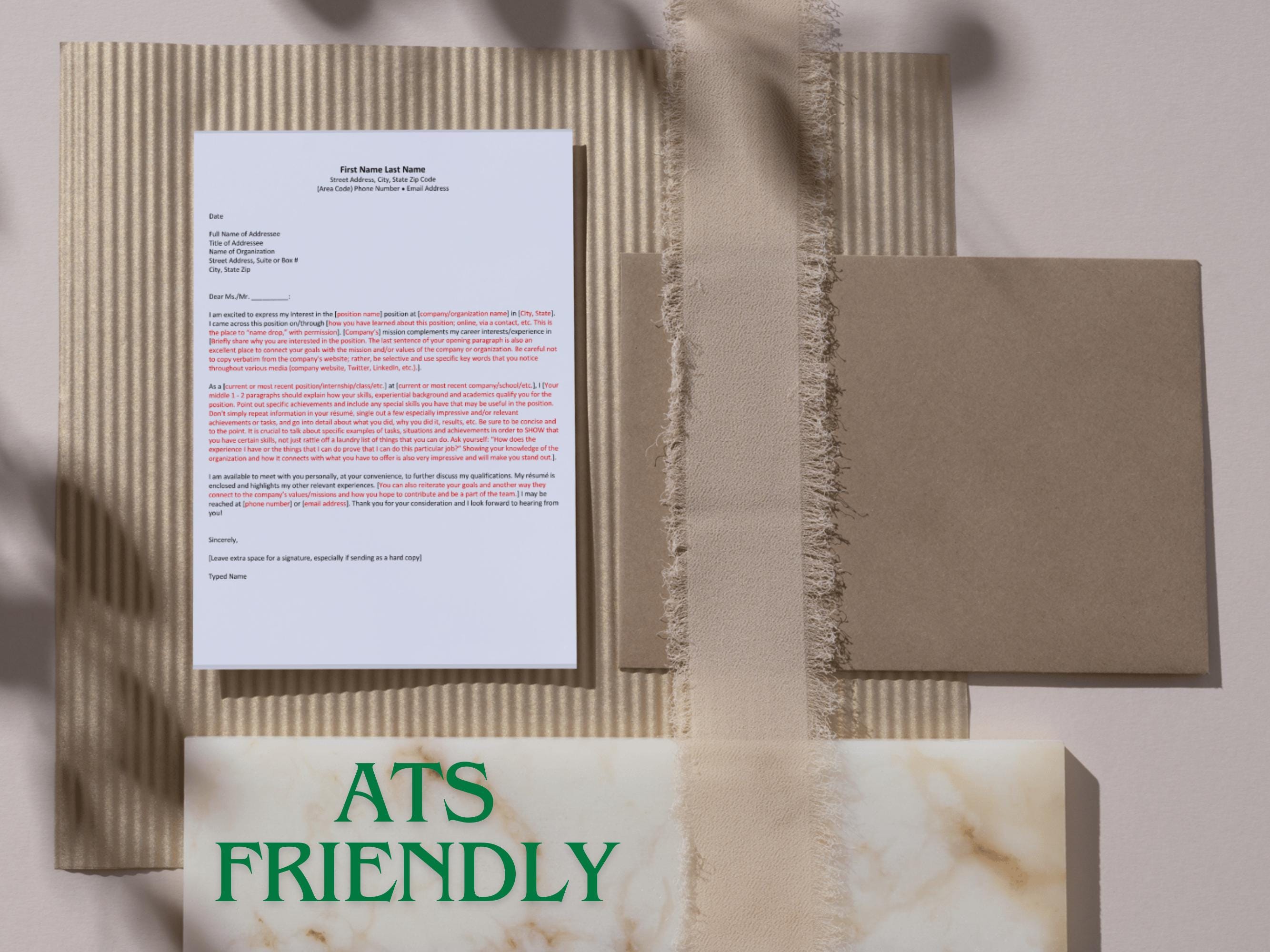 ATS Friendly Cover Letter Template for Google Docs, Word, and Apple ...