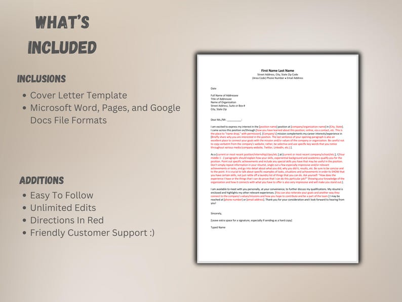 ATS Friendly Cover Letter Template for Google Docs, Word, and Apple ...