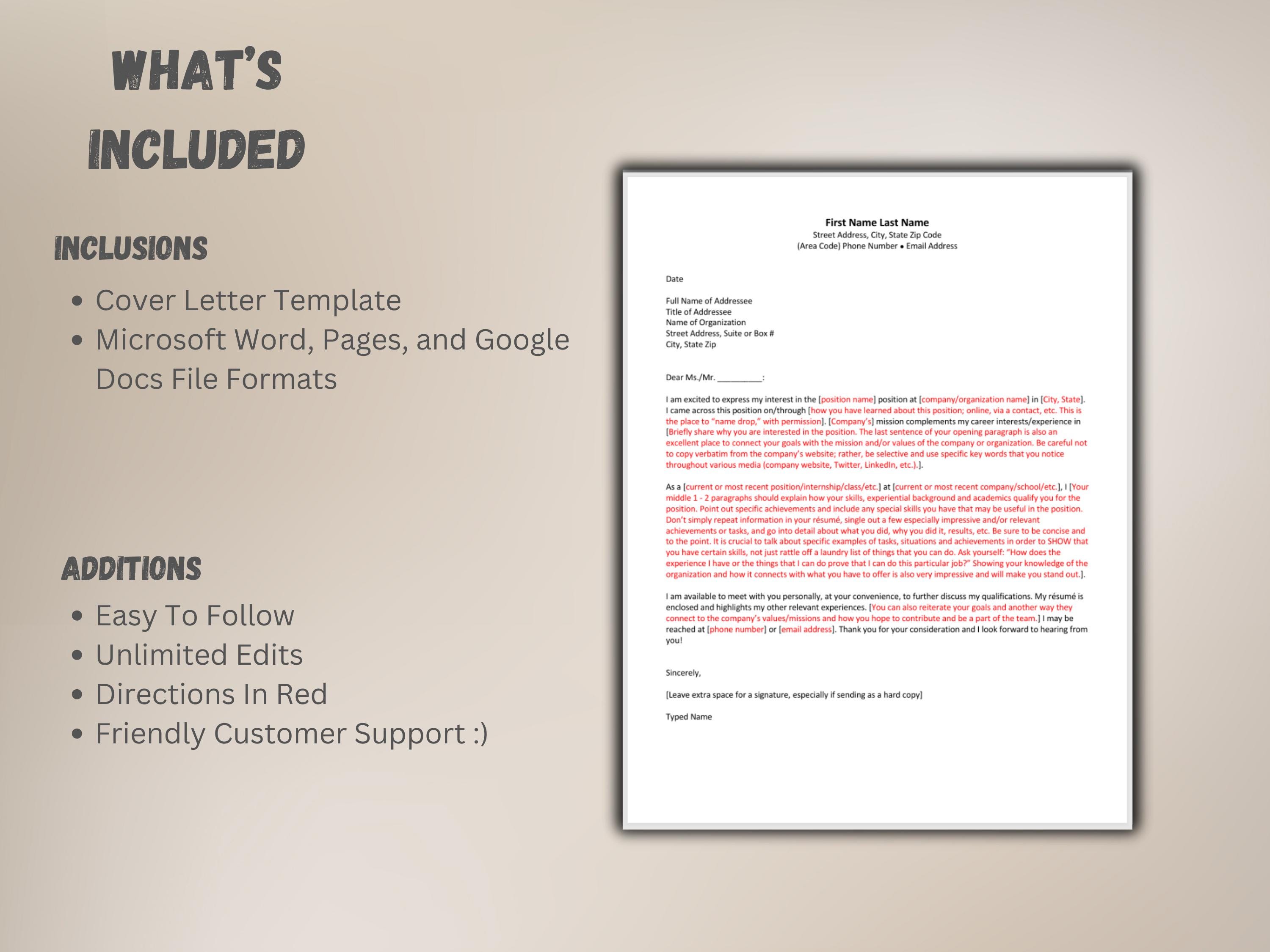ATS Friendly Cover Letter Template for Google Docs, Word, and Apple ...