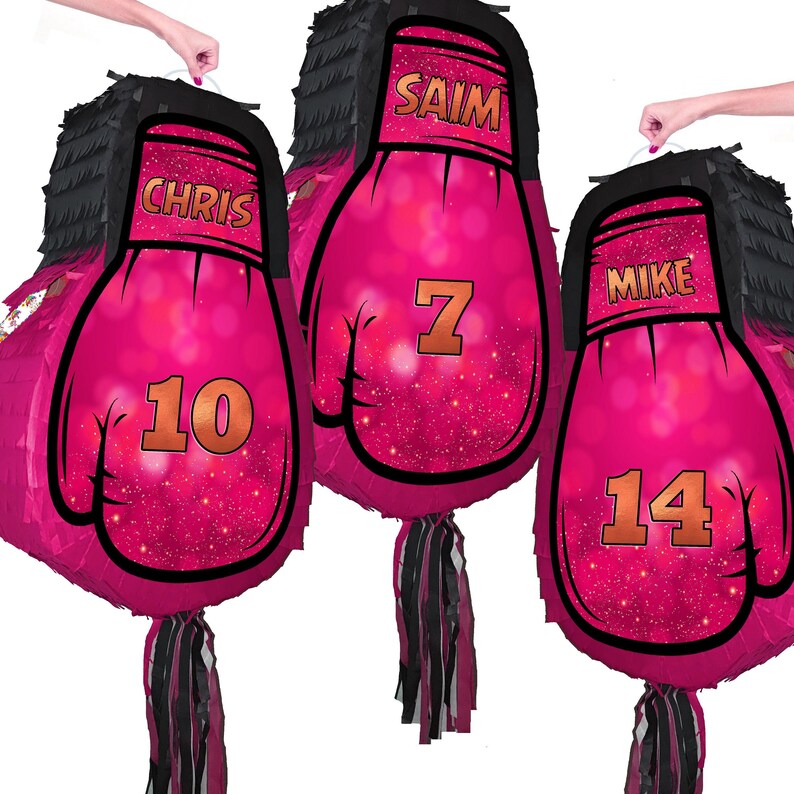Big Pink Glove Pinata Boxing Girls Party Theme Supplies Happy Birthday ...