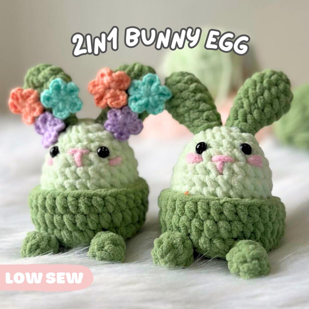 Crochet Easter Bunny Egg Pattern, Easter Home Decor, Low-sew Amigurumi ...