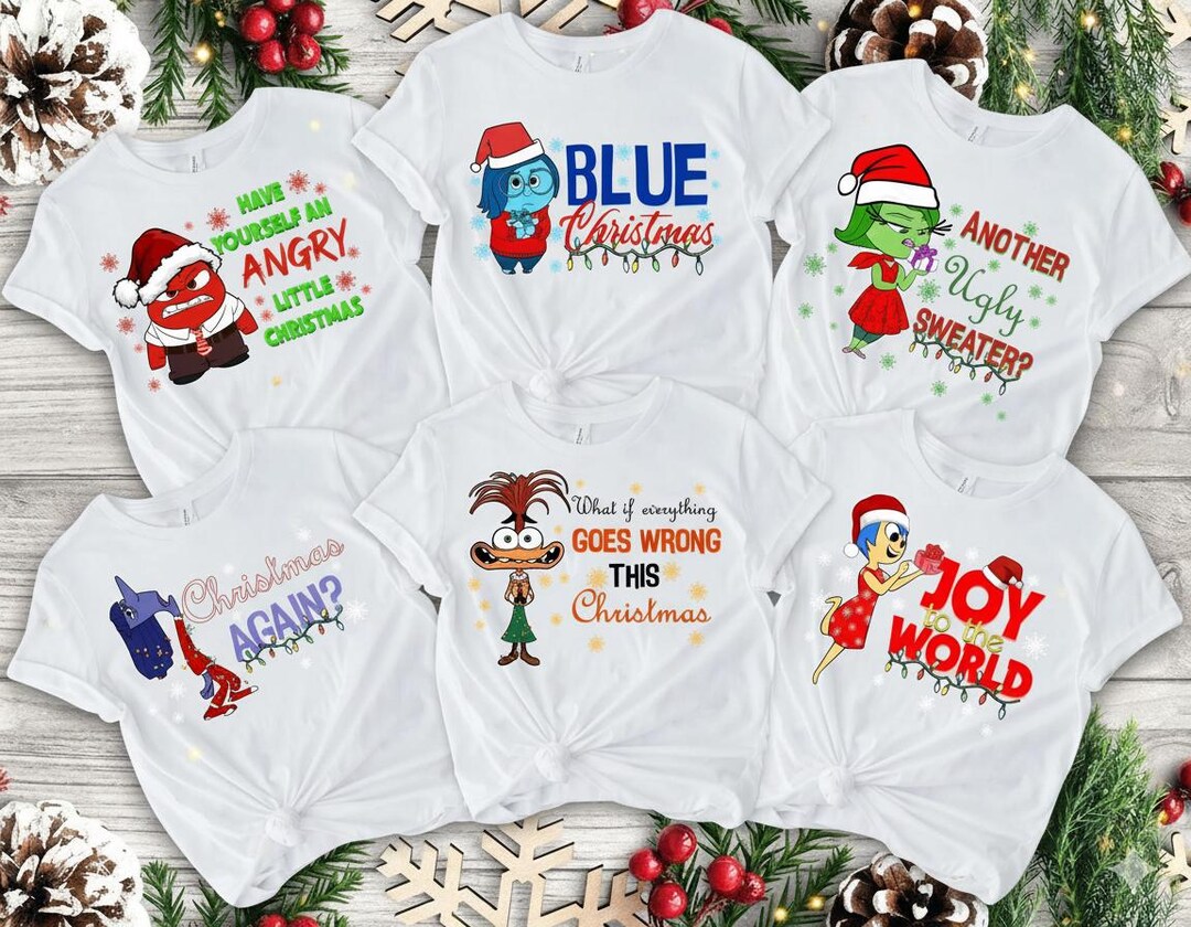 Inside Out Christmas Shirts, Funny Holiday Cartoon Tee, Anger Disgust ...