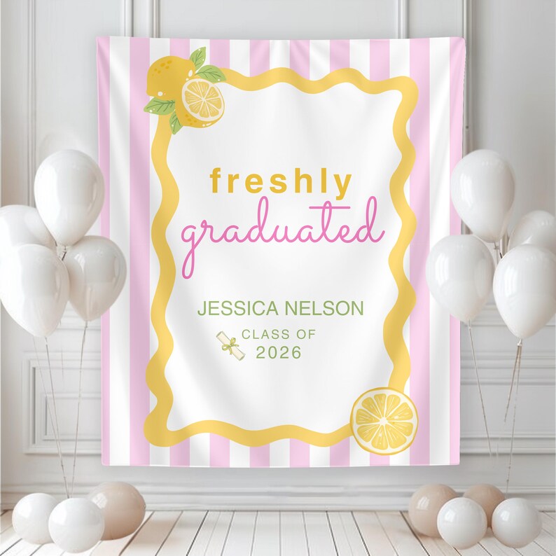 Freshly Graduated Graduation Party Decor Graduate Tapestry Welcome ...
