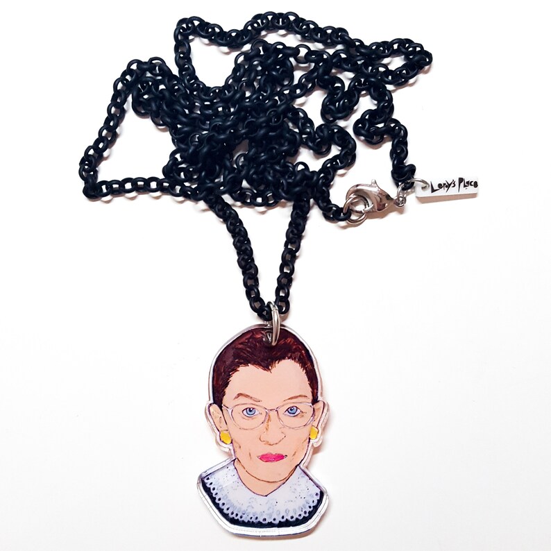 Notorious RBG Acrylic Necklace on Black or Gold Chain Ruth - Etsy