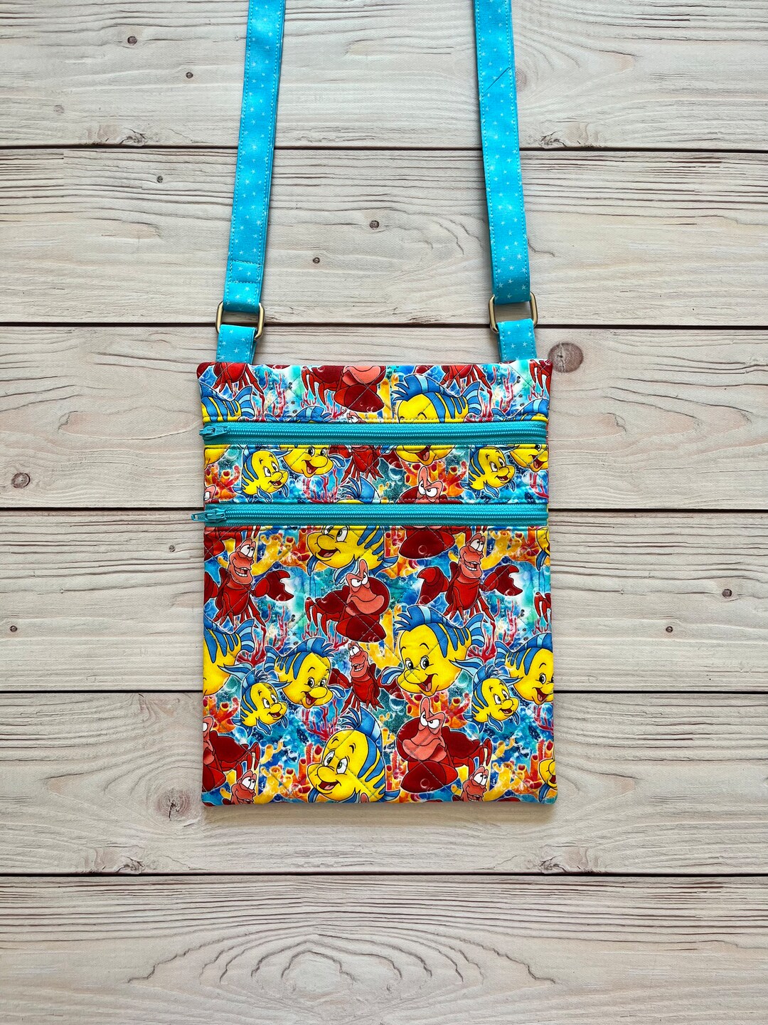 Disney Flounder Sebastian Little Mermaid Cross Body Bag Purse Custom ...