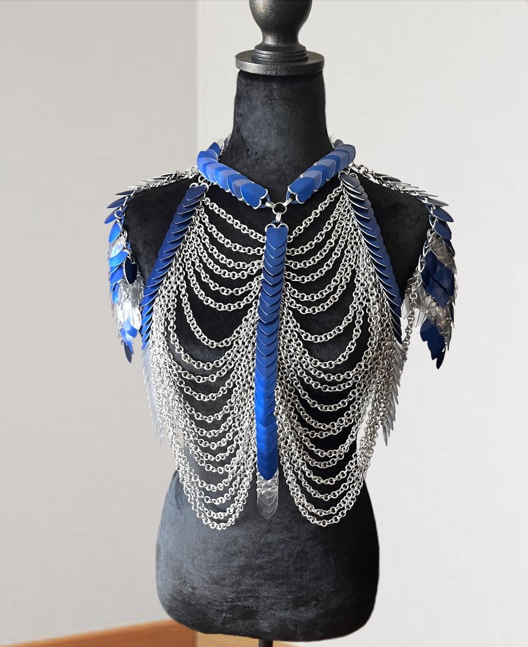 Blue Dragonscale Adjustable Top With Shoulder Patches - Etsy