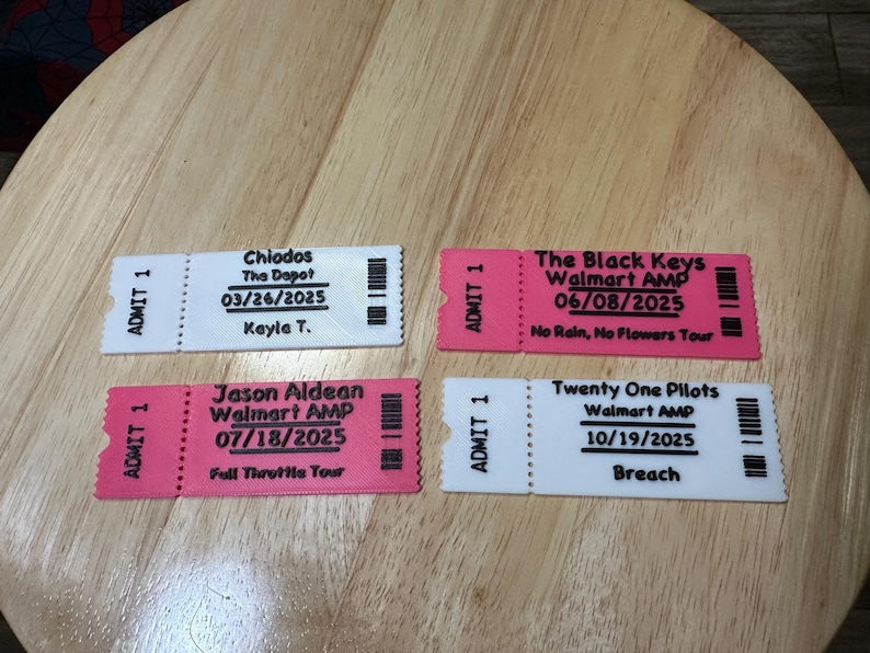 Custom 3D Printed Concert Ticket - Etsy