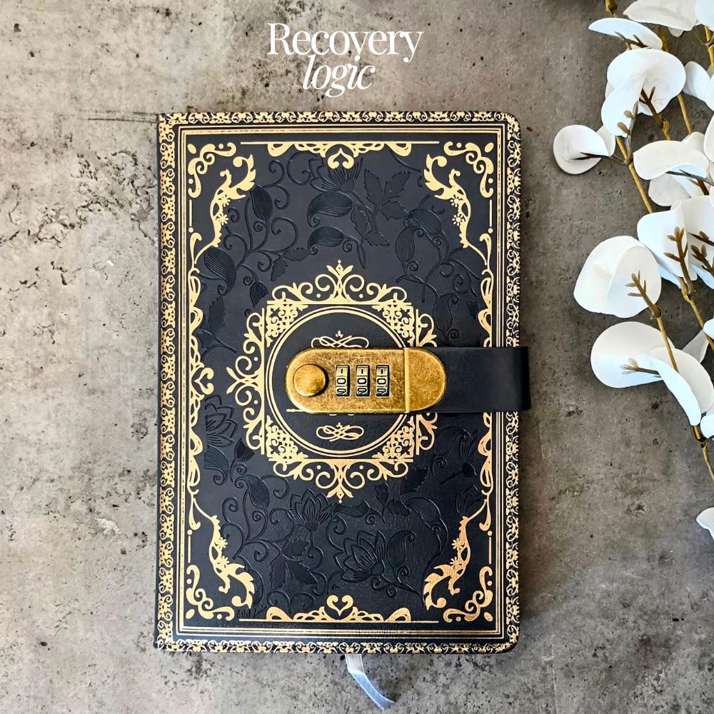 Grey A5 Password Lock Journal – Retro PU Leather Diary With Combination ...