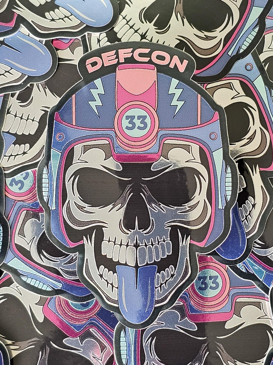 DEFCON 33 Limited Edition Cyborg Skull Sticker | Metallic Vinyl ...
