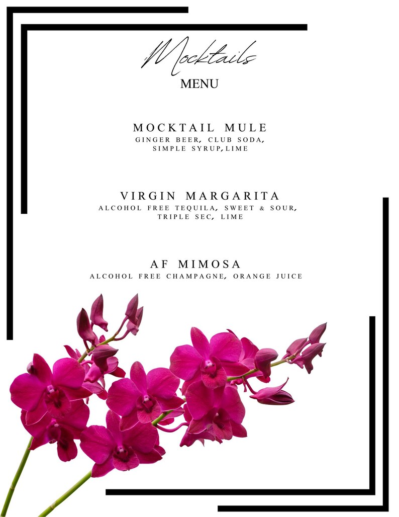 Mocktail Menu - Etsy