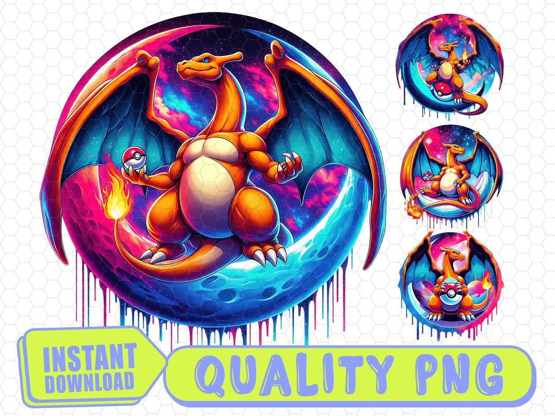 4 PNG Charizard Design Watercolor Sublimation Png, Charizard Clipart ...