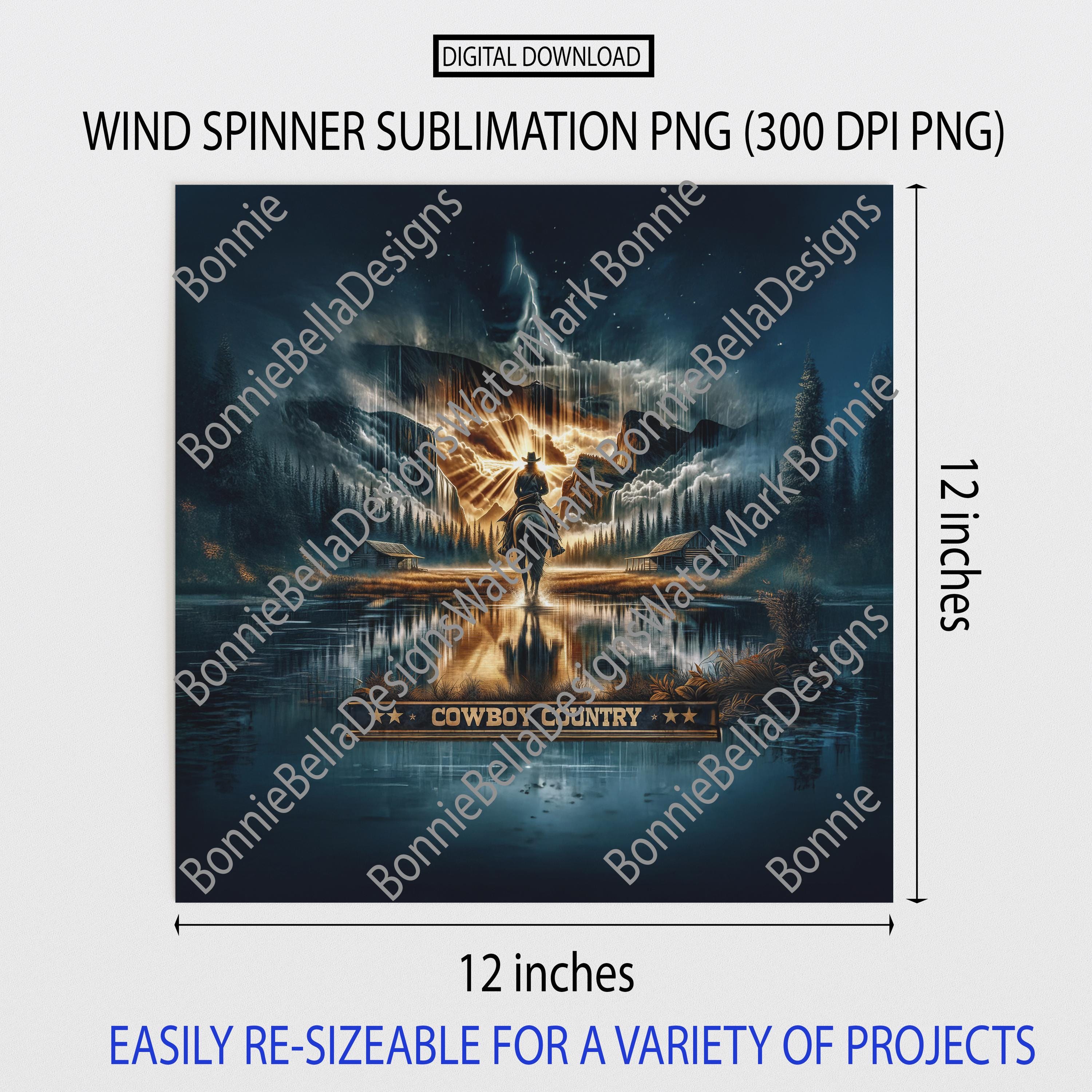 Cowboy Wind Spinner PNG, Country Sublimation Wind Spinner Designs ...