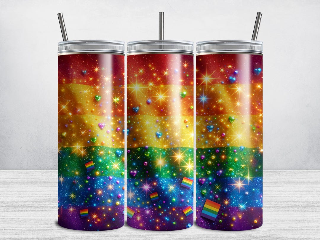Pride Flag Tumbler Wrap, Rainbow Glittercore 20 Oz Skinny Tumbler ...
