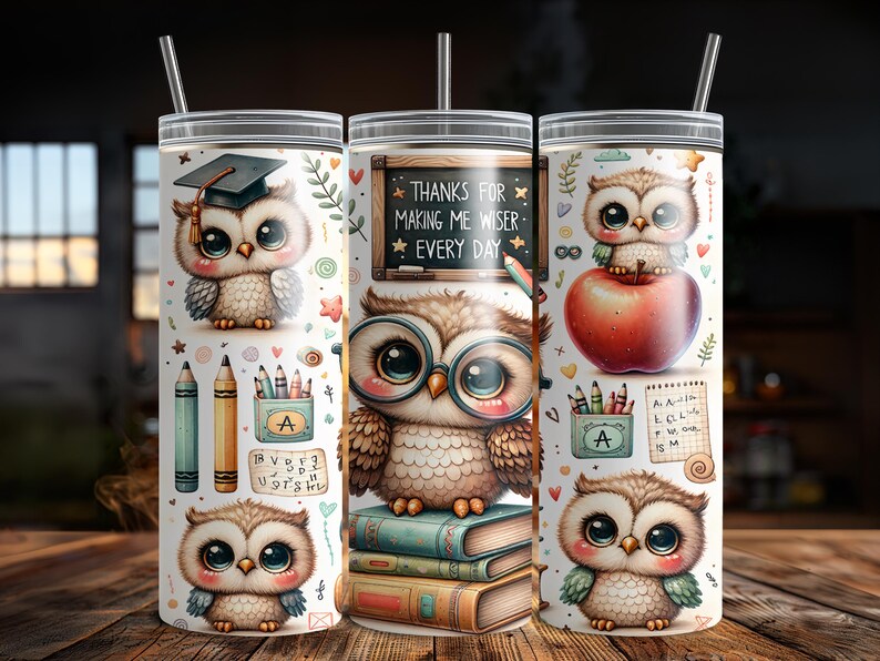 Teacher Appreciation Tumbler Wrap, Owl 20 Oz Skinny Tumbler Sublimation ...