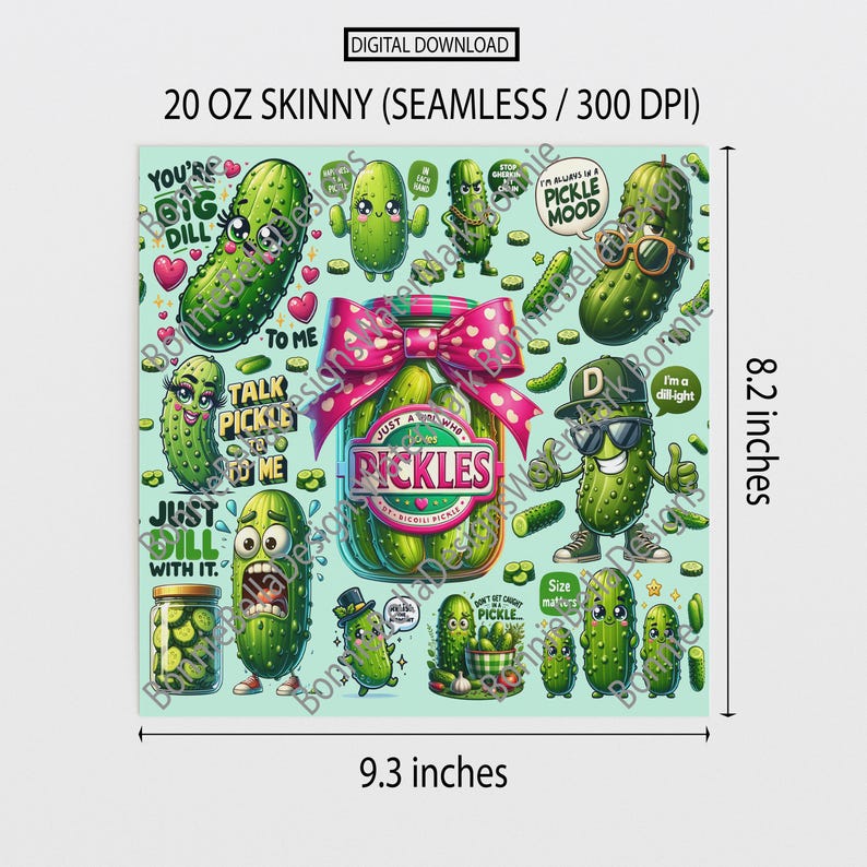 Funny Pickle Tumbler Wrap, Just a Girl Who Loves Pickles, 20 Oz Skinny ...