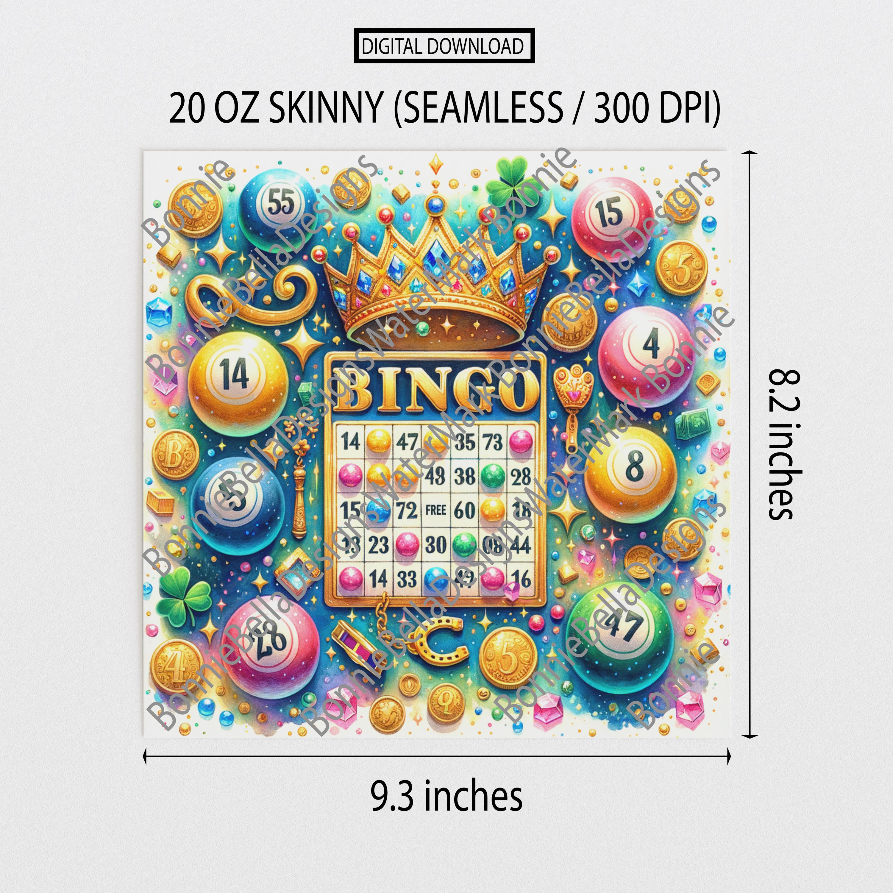 Bingo Tumbler Wrap, Bingo Queen 20 Oz Skinny Tumbler Sublimation Design ...