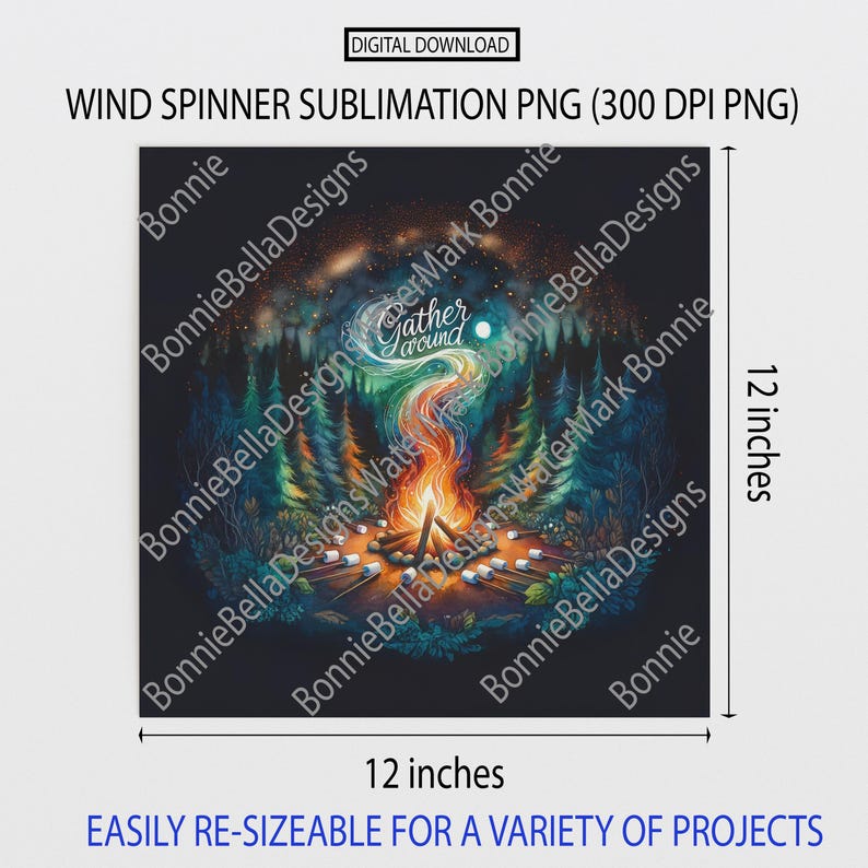 Camping Wind Spinner PNG, Campfire Sublimation Wind Spinner Designs ...