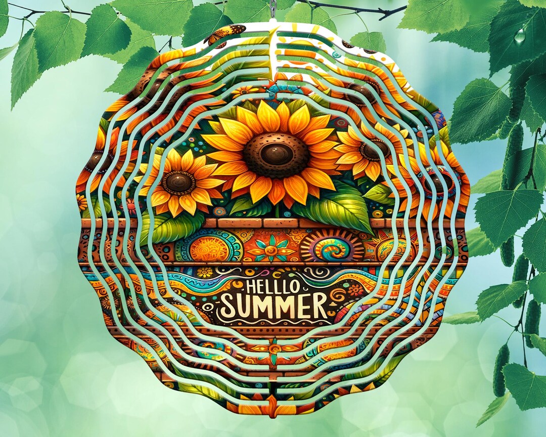 Hello Summer Wind Spinner PNG, Sunflower Sublimation Wind Spinner ...