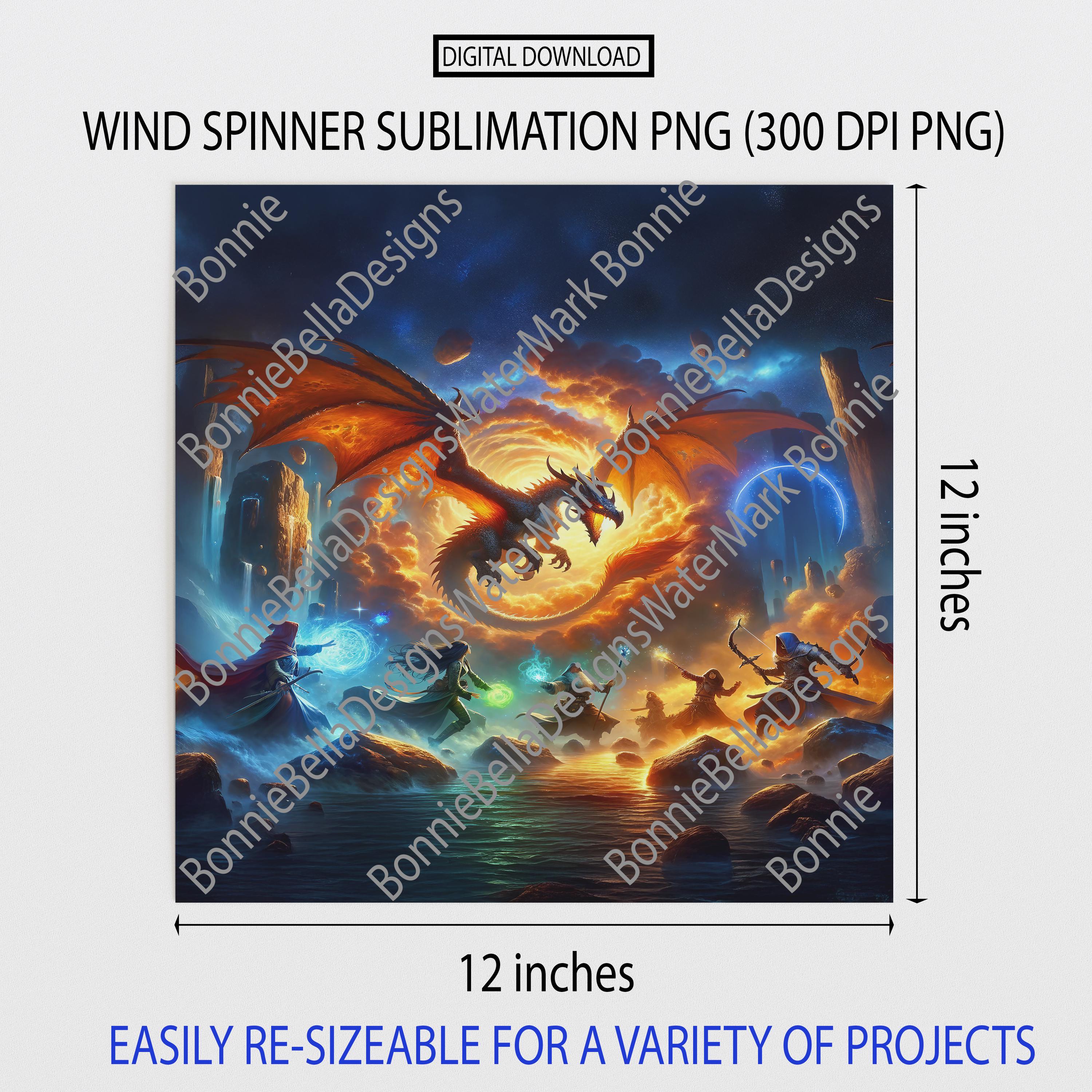 Dragon Wind Spinner PNG, Fantasy Sublimation Wind Spinner Designs ...