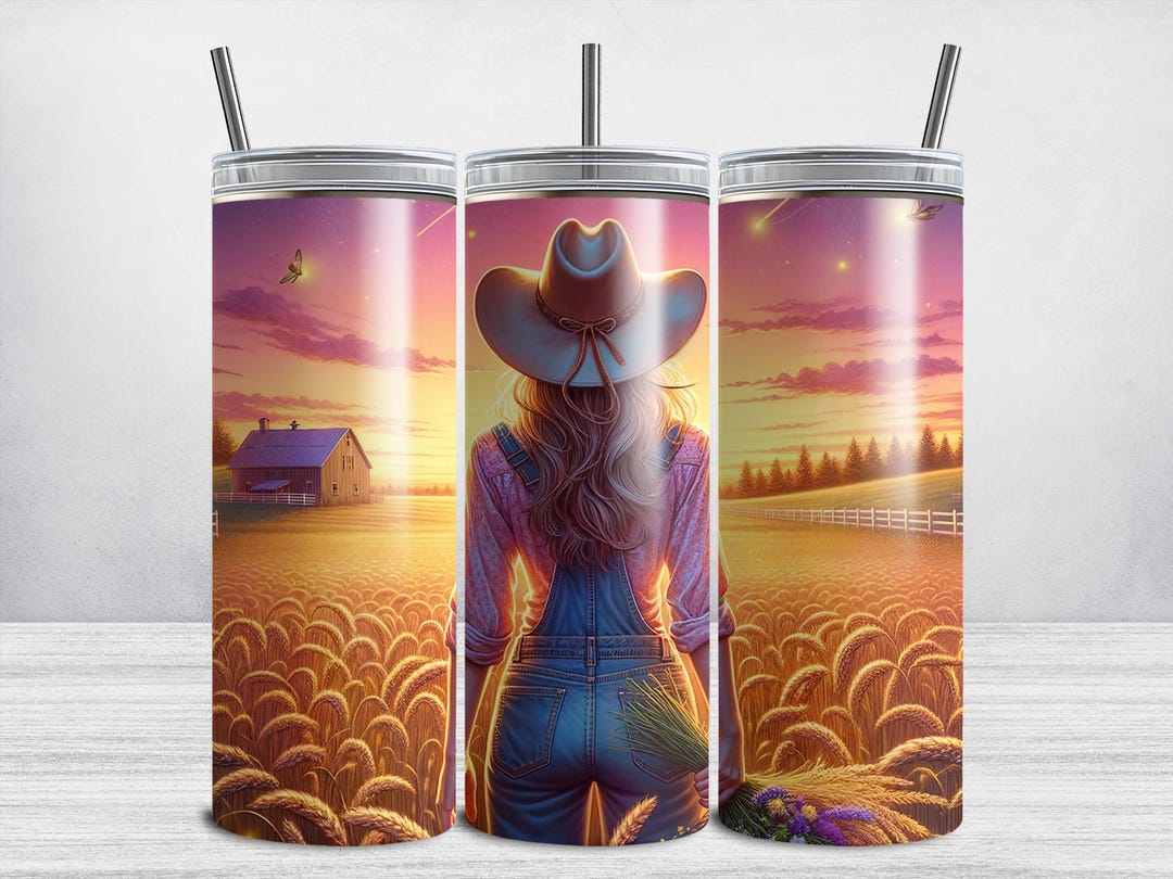 Sunset Country Girl Tumbler Wrap, 20oz Skinny Country Girl Tumbler PNG ...