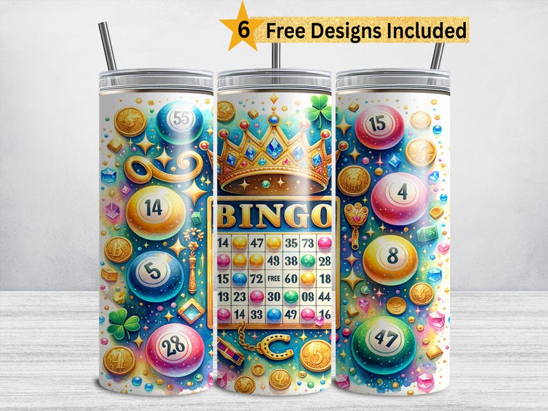 Bingo Tumbler Wrap, Bingo Queen 20 Oz Skinny Tumbler Sublimation Design ...
