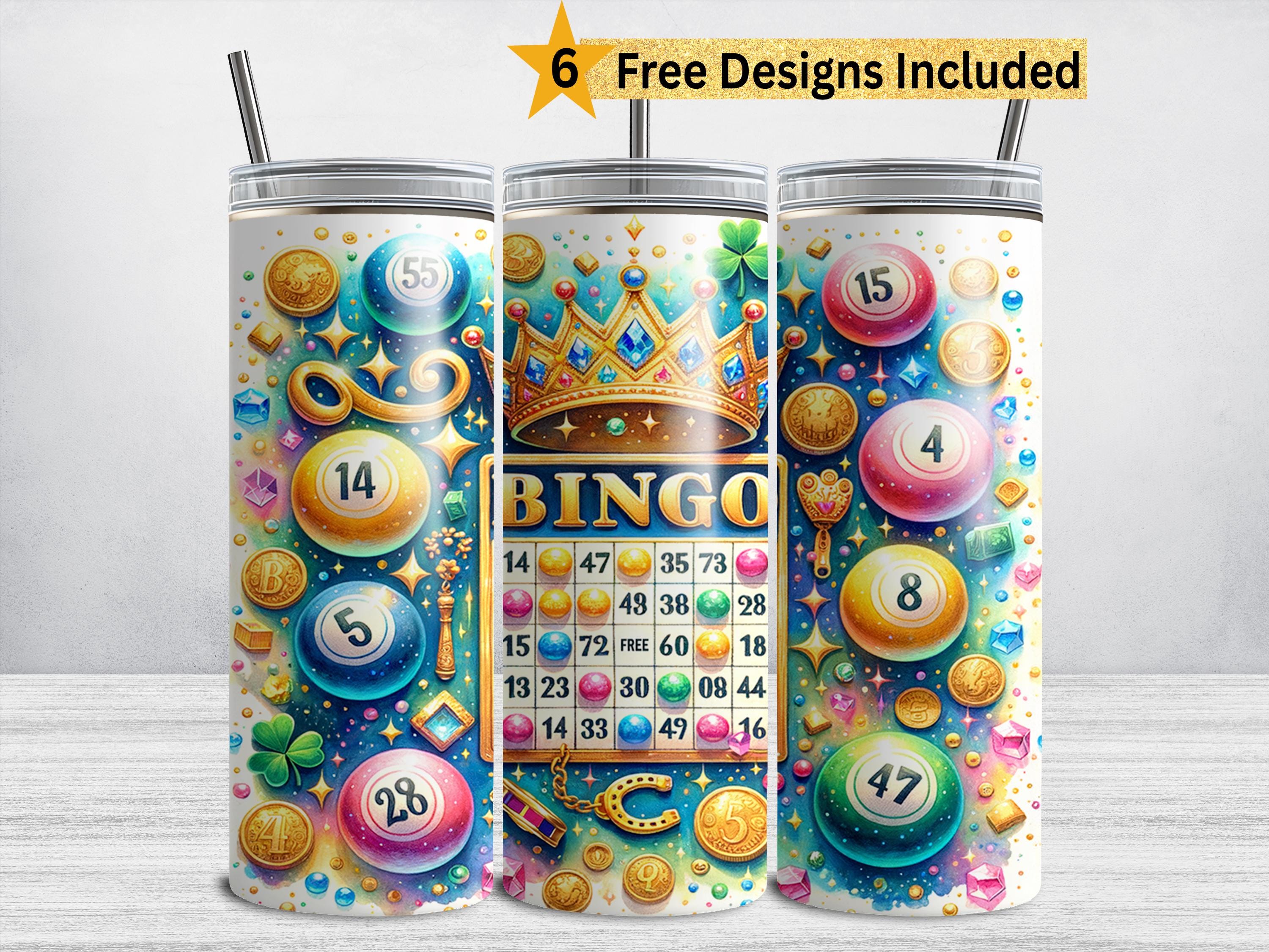 Bingo Tumbler Wrap, Bingo Queen 20 Oz Skinny Tumbler Sublimation Design ...