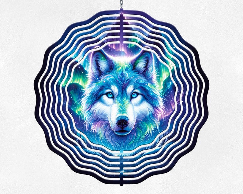 Wolf Wind Spinner PNG, Northern Lights Sublimation Wind Spinner Designs ...