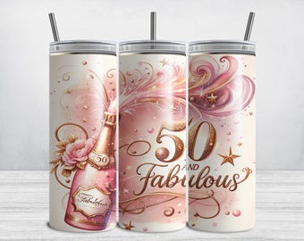 50th Birthday Tumbler PNG, 50th Birthday Tumbler Wrap, Fifty and ...