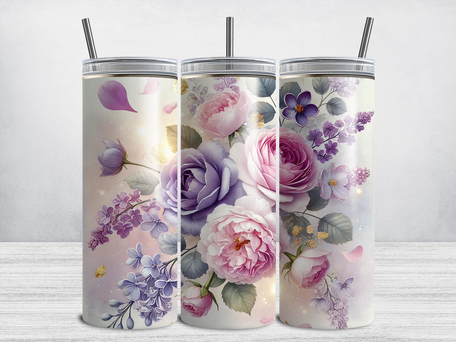 Purple Roses Tumbler Wrap, 20 Oz Skinny Roses Tumbler PNG, Purple ...